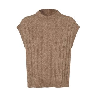 Lollys Laundry Strickweste mit Rundhalsausschnitt - - Knitwear - Damen - Braun - S
