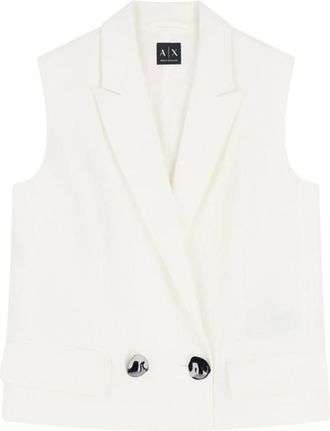 A|X Armani Exchange Femme, Vestes, Blanc, Taille: 38 FR Linen Twill Vest
