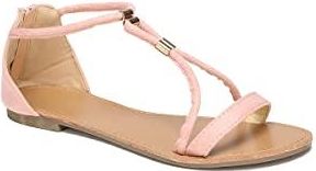 La Modeuse Sandales poudr&eacute; &agrave; brides d&eacute;tails m&eacute;tallis&eacute;s