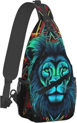 Generic Durable Sacoche Homme Bandouliere Art de la t&ecirc;te de lion Sacs &agrave; Bandouli&egrave;re Casual Crossbody Bag pour Randonn&eacute;e Femme Homme