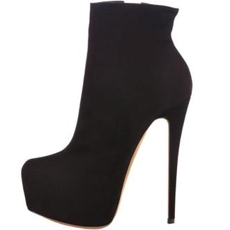 EDEFS Bottes Cheville Femme Styl&eacute;es &agrave; Plateforme Talon Haut Bout Rond avec Fermeture &Eacute;clair Talons 15 cm Chaussures de F&ecirc;te Hiver Casual pour Mariage & Vie 