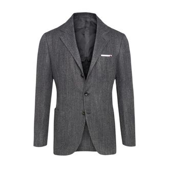 Kiton Cashmere Herringbone Jacke - - Jackets - Herren - Grau - L