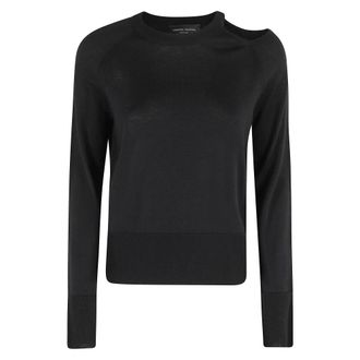 Roberto Collina Femme, Sweatshirts et sweats &agrave; capuche, Noir, Taille: 36 FR Pull Noir avec D&eacute;coupe &agrave; l&Eacute;paule