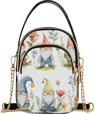 Mnsruu Sac à bandoulière pour femme, motif nains de fleurs sauvages, sac à main, petit sac à bandoulière avec sangle réglable