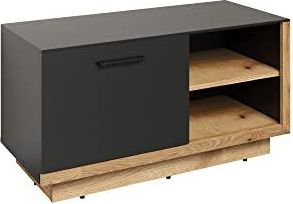 Trendteam Synnax - Sitzbank - Anthrazit/Evoke Eiche - Garderobenbank mit 1 Klappe und 2 offenen Fächern - (BxHxT) 90 x 48 x 40 cm - Soft-Close-Funktion - kratzf