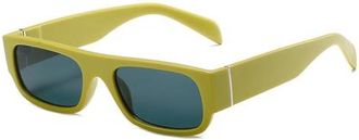 Generic Lunettes de soleil rectangulaires vintage pour femmes lunettes de soleil tendance lunettes hommes classique fleur cadre punk lunettes UV400, C5 vert-n