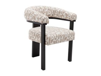 Pascal Morabito Stuhl mit Armlehnen 1er - Strukturstoff Bicolor & Kautschukholz schwarz - Creme & Taupe - LIVELIA