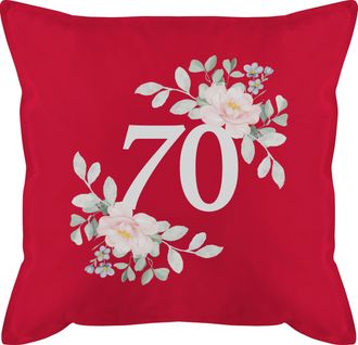 Shirtracer Kissen 50x50-70. Geburtstag - Siebzigster mit Blumenkranz - 50 x 50 cm - Rot - Geburtstagsgeschenke zum 70ste 70 Jahre 70er Geschenke 70-er siebzig 19