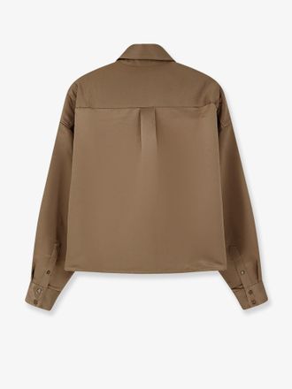 Frankie Shop Womens Boxy Shirt Arlen Satin Beige Polyester