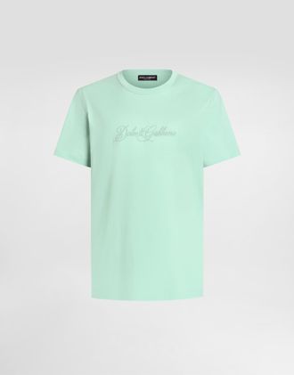 Dolce & Gabbana T-shirt Aus Baumwolle Mit Dg-stickerei - Mann T-shirts Und Polos Green 56