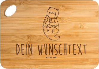 Mr. & Mrs. Panda Personalisiertes Schneidebrett Otter Muschel - Personalisierte Geschenke, Tr&auml;umen, Positiv, Optimistisch, Motivation, Mit Namen, Holzbrett Selbst Gest