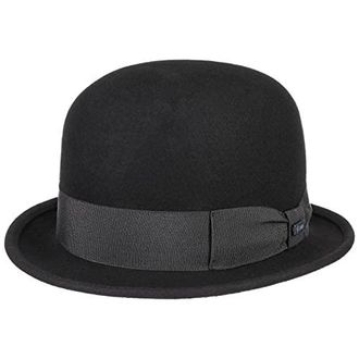 LIPODO Chapeau Melon en Feutre de Laine Femme/Homme - Made in Italy avec Ruban Gros Grain Printemps-ete Printemps Ete Automne Hiver - XL (60-61 cm) Noir