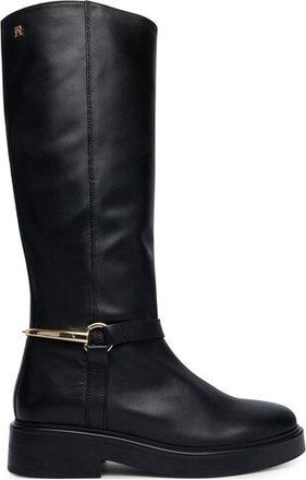 Tommy Hilfiger Klassische Stiefel Th Stud Leather Knee Riding Boot FW0FW09608 Schwarz