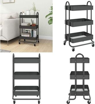vidaXL 3-Etagen-Wagen Anthrazit 43x34x79 cm Stahl - Küchenwagen - Küchenwägen - Home & Living - Anthrazit