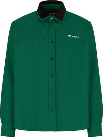 Marni chemise à manches longues et logo brodé - Vert