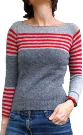 Onsoyours Pull Femme Chandail Chaud Épais en Maille Tricot Vintage Ethnique Imprimé Patchwork Pullover en Tricot Sweater Pull Top Bloc De Couleurs Mode Sweater 