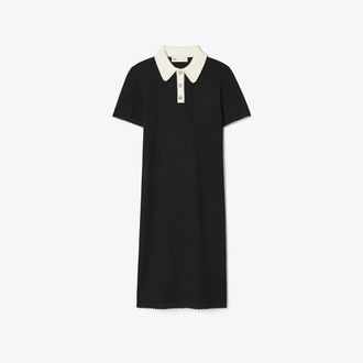 Tory Burch Damen Polokleid aus Wolle mit Wellenkante
