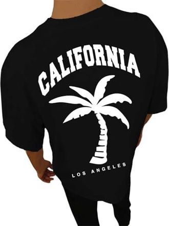 Generic T-shirts hommes coton col rond l&eacute;ger d&eacute;contract&eacute; haut confortable respirant coupe ample d&eacute;contract&eacute; hommes t-shirts d&eacute;t&eacute; mode t-shirts de sport, Noir,