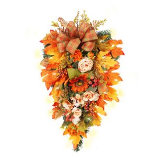 Generic Herbstlicher K&uuml;nstlicher Blumen-Tropfenkranz, Realistische Haust&uuml;r, Festival-Dekoration, 55 X 32 cm, f&uuml;r Partys, Herzst&uuml;ck, Feiern (273.00)