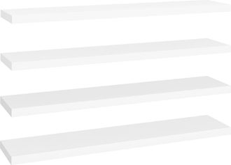 Generic Schwebendes Wandregal, 4 St&uuml;ck, MDF, Hochglanz-Wei&szlig;, Schwebendes Regal, 23/40/50/60/80/90/120 cm, Wandregal f&uuml;r Wohnzimmer/Arbeitszimmer/Bad/K&uuml;che (12