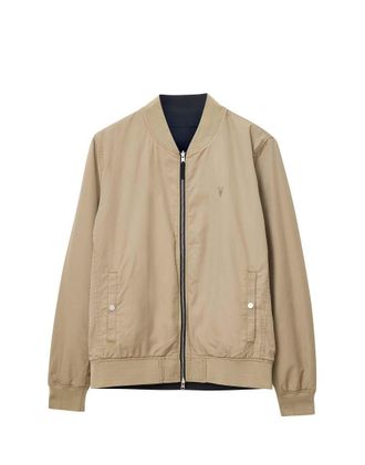 AllSaints Rev Bassett - Bomberjacke in Azula Blau/Braun