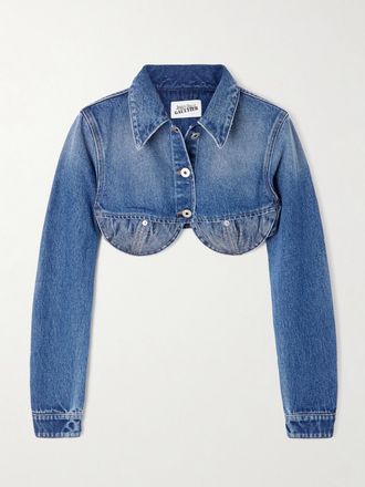 Jean Paul Gaultier Verk&uuml;rzte Jeansjacke - Blau