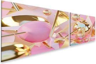 Islandburner Bild auf Leinwand Abstrakte Rosa und Goldene Farbkugeln für Wohnzimmer Kunstliebhaber Bilder Wandbilder Poster