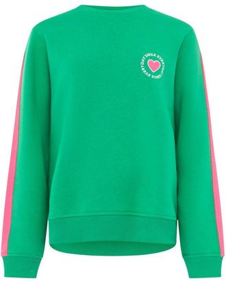 Zwillingsherz Sweatshirt Smile Everyday pinker Streifen am Arm, Rundhals, gesticktes Herz und Schrift