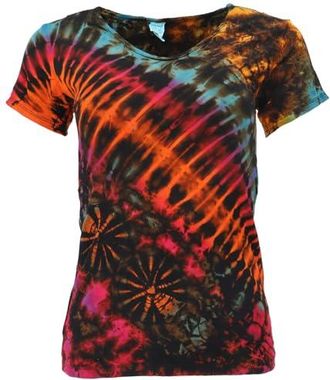 Guru Shop Batik Hippie T-shirt avec col en V pour femme Vert synthétique Taille 38 Tops & T-shirts Vêtements alternatifs, Noir, 40