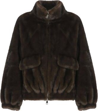 Betta Corradi Femme, Vestes, Brun, Taille: 36 FR Manteau en fausse fourrure