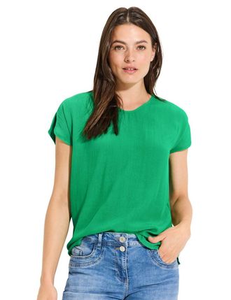 Cecil Damen B344833 Uni Viskose Bluse, Fresh Apple Green, Small