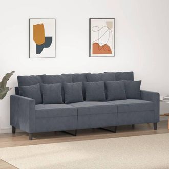 vidaXL Vidaxl - Canap&eacute; &agrave; 3 places Gris fonc&eacute; 180 cm Velours