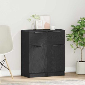 vidaXL Vidaxl - Buffets 2 pcs Ch&ecirc;ne noir 30 x 30 x 70 cm Bois ding&eacute;nierie