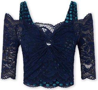 Paco Rabanne Trompe-loeil Spitzenoberteil - - Blouses & Shirts - Damen - Blau - M