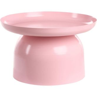 Beliani Table Basse dAppoint en M&eacute;tal Ronde Rose Pastel Torrens