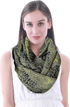Lina & Lily Écharpe Infinity légère à imprimé crocodile pour femme, vert, taille unique