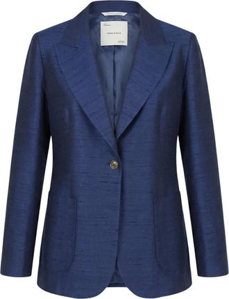 Emma & Gaia Femme, Vestes, Bleu, Taille: 46 FR Blazer en taffetas de soie