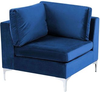 Beliani Modul Ecksessel Blau Polsterbezug aus Samtstoff quadratisch mit 2 R&uuml;ckenkissen Modernes Glamour Design Arbeits- und Wohnzimmer Salon M&ouml;bel