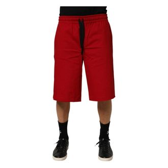 Dolce & Gabbana Homme, Shorts, Rouge, Taille: 3XL Pantalon Bermuda Mi-Hauteur &agrave; Cordon de Serrage