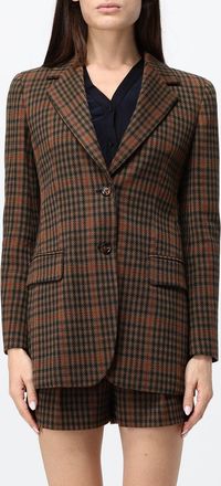 Max Mara Blazer droit en laine vierge et coton &agrave; motif pied-de-poule