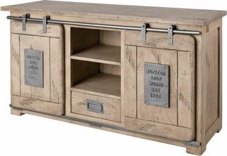 Massivmoebel24 Buffet 128x45 Manguier laqu&eacute; blanchi railway 302