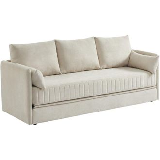Vente-Unique Vente-unique - Canap&eacute; 3 places convertible en tissu beige grecco