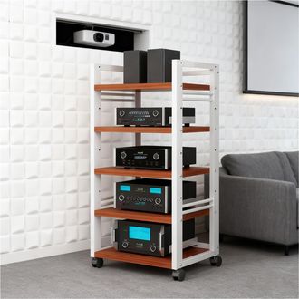 Generic HiFi Stand Stereo-Rack AV-Medienstand mit Rollen, HiFi-Stand Holz CD-Plattenspieler Stereo-Receiver AV-Ger&auml;teschrank Display-Rack Wohnzimmer(White2)