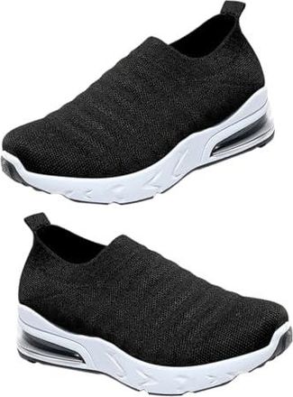 Yardwe Chaussures Respirantes Femme Sport Tissage Volant Semelle Épaisse Antidérapante Confort Marche Quotidienne