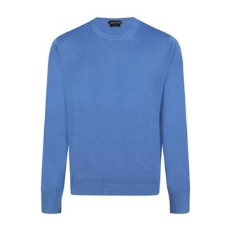 Tom Ford Fluid Silk Crew Neck - - Knitwear - Herren - Blau - M
