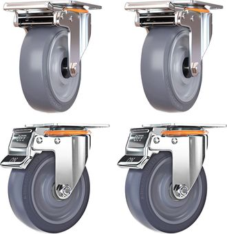 Generic 4 St&uuml;ck Transportrollen, Schwerlastrollen Mit Bremse, Gummi Lenkrollen, Keine Spuren & Leise, F&uuml;r Bordwagen Und M&ouml;bel, F&uuml;r Viele Bodenarten(75mm(3))