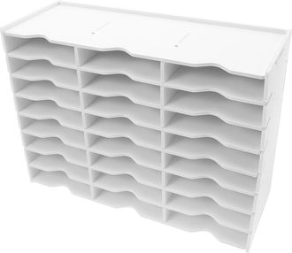 Supvox Stempelkissenhalter und Schreibtisch Organizer mit 24 Fächern Kompakter Kunststoff Ablageständer für Büro Schule und Hobby Wand und Tischmontage