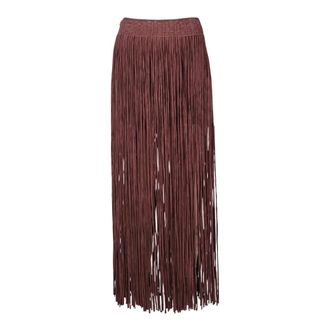 Alysi Langer Rock mit Fransen - - Skirts - Damen - Braun - XS