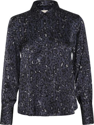 Part Two Langarm - Hemd MaicaPW 38, Dark Navy Leopard Print 38