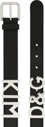 Dolce & Gabbana Logo-Plaque Leather Belt - Black